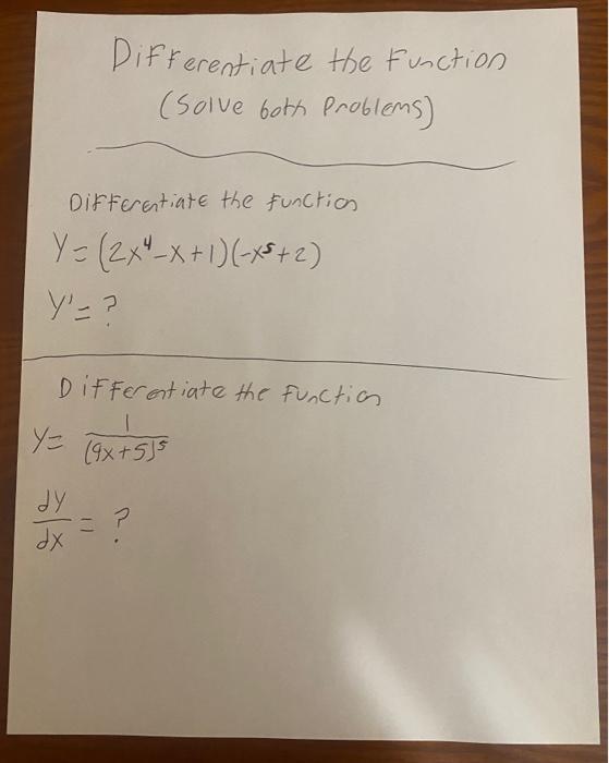 Solved Differentiate the Function (Solve both problems) | Chegg.com