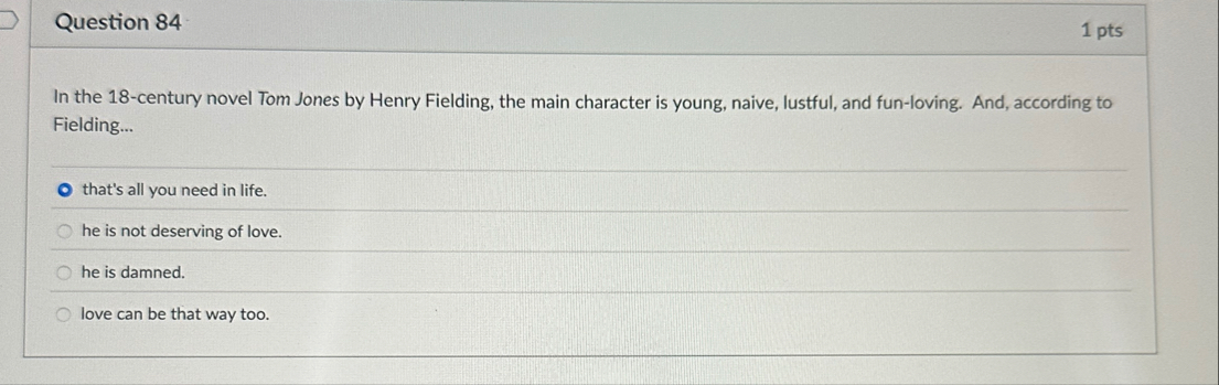 Solved Question 841 ﻿ptsIn the 18-century novel Tom Jones by | Chegg.com