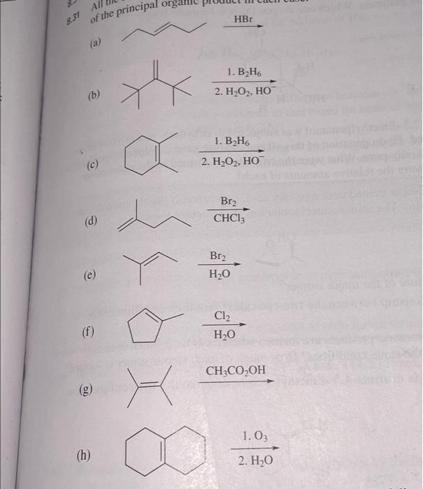Solved & 31 All of the principal orgal HBr (a) > 1. B2H6 2. | Chegg.com