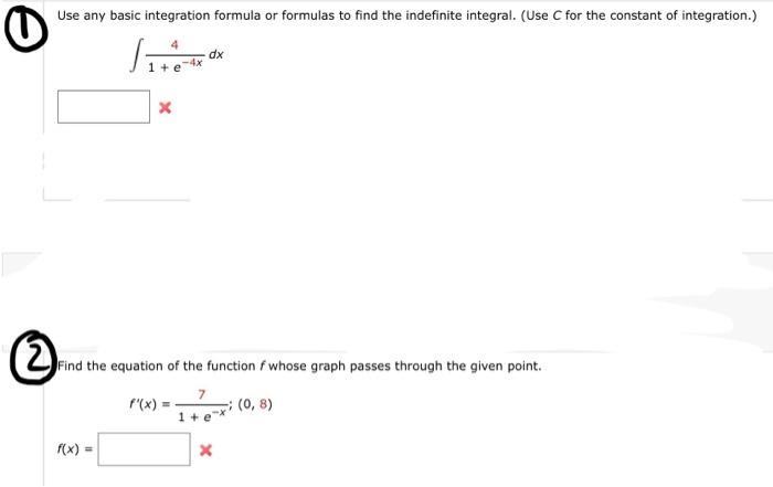 Solved Use any basic integration formula or formulas to find | Chegg.com