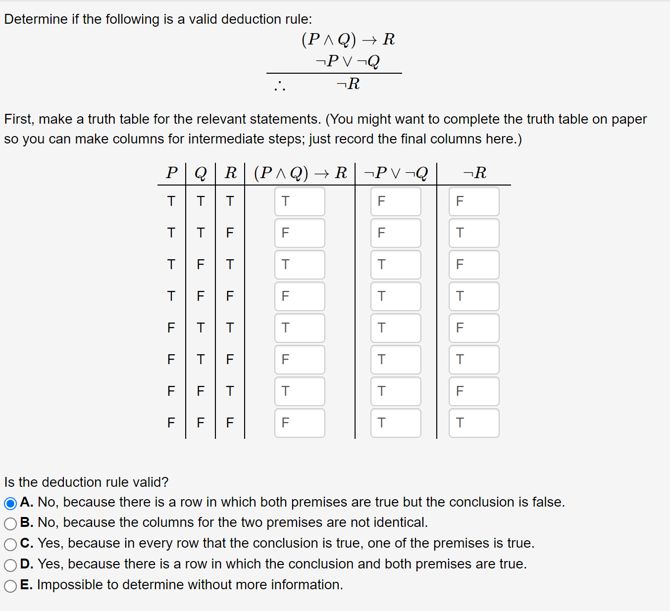 Solved Determine if the following is a valid deduction | Chegg.com