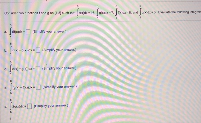 Solved 8 8 8 Consider two functions f and g on [1,8] such | Chegg.com