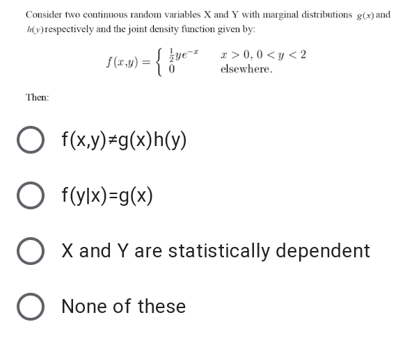 Solved Consider two continuous random variables X and Y with | Chegg.com