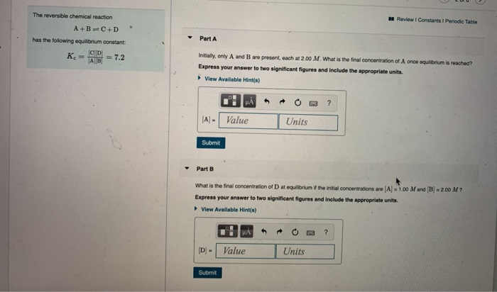 Solved Review Constants Periodic Table The reversible | Chegg.com