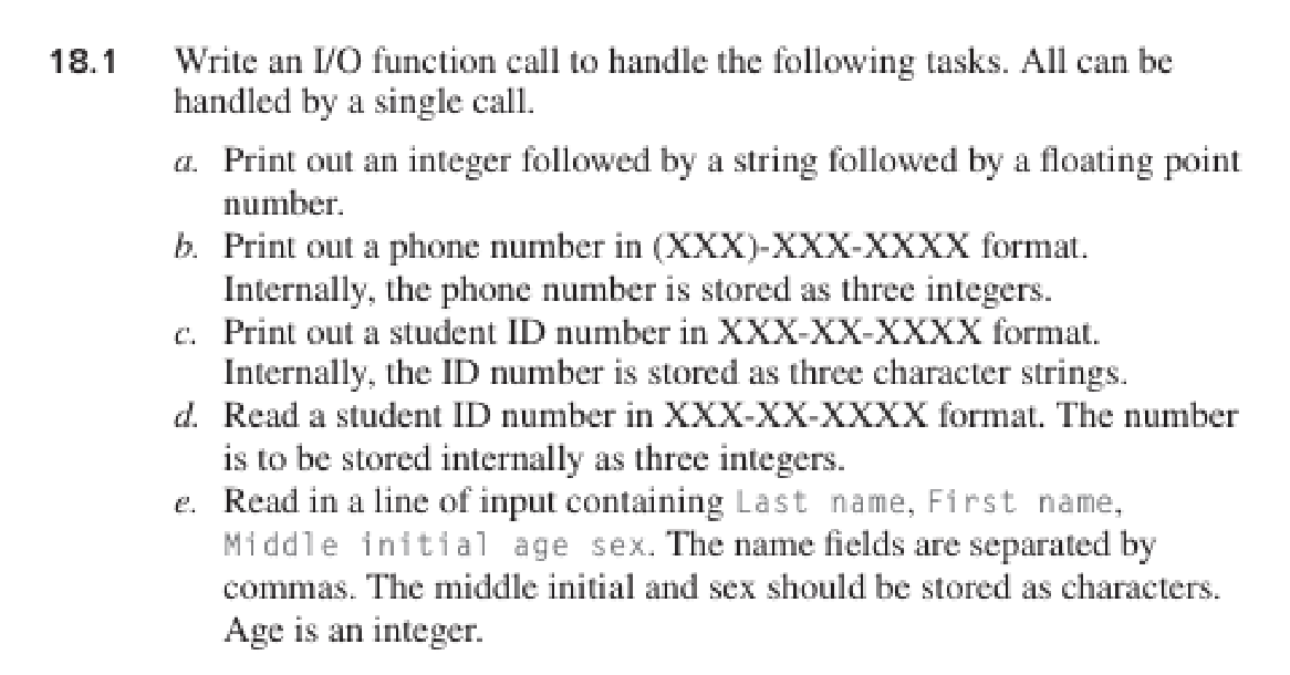 Solved 18.1 ﻿Write an VO ﻿function call to handle the | Chegg.com