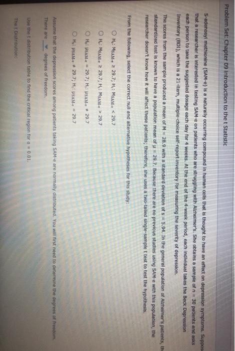 Solved Problem Set: Chapter 09 Introduction to the t | Chegg.com