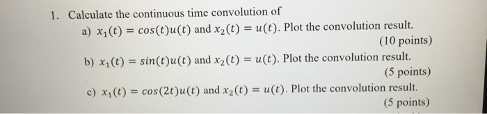 Solved 1. Calculate the continuous time convolution of a) | Chegg.com