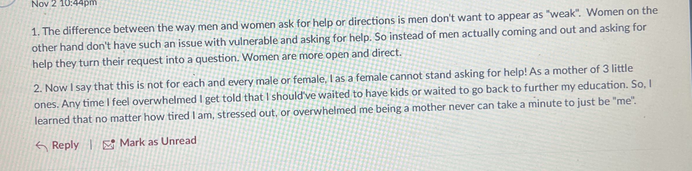 Solved The difference between the way men and women ask for | Chegg.com