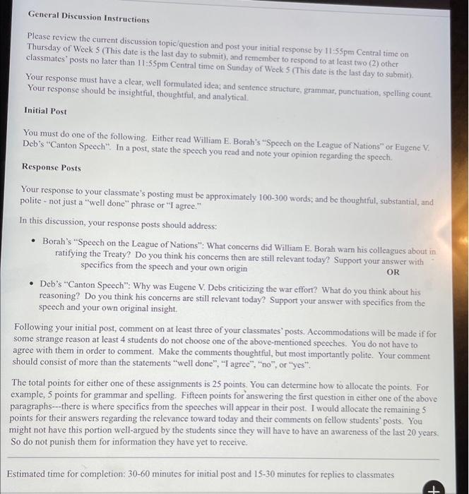 General Discussion Instructions Please review the | Chegg.com