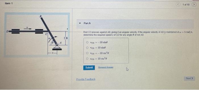 Solved Item 1 1 Of 10 Part A Rod Cd Presses Aganst Ab