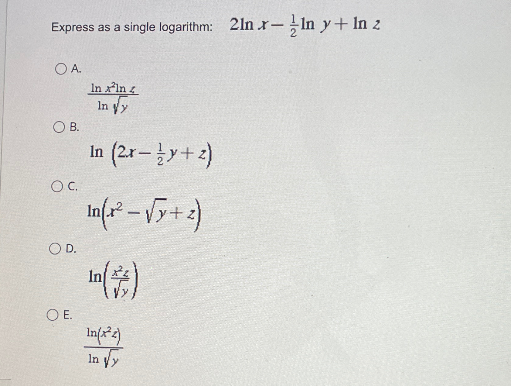 Solved Express as a single logarithm: | Chegg.com