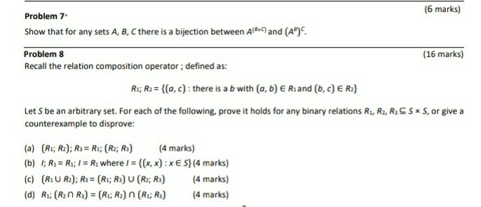 Solved (6 marks) Problem 7 Show that for any sets A, B, C | Chegg.com