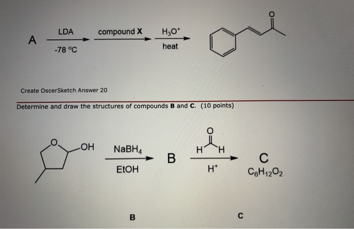 Solved LDA compound X H30* A heat -78 °C Create OscerSketch | Chegg.com