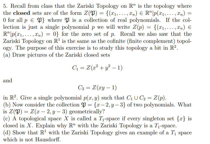Solved Topology Zariski | Chegg.com