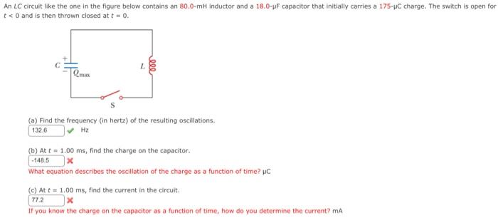Solved An LC circuit like the one in the figure below | Chegg.com