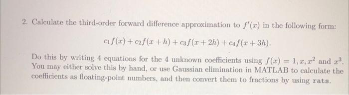 Solved Calculate the third-order forward difference | Chegg.com