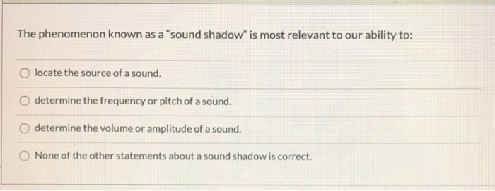 Solved The phenomenon known as a "sound shadow" is most | Chegg.com