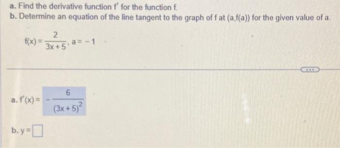 Solved a. Find the derivative function f′ for the function | Chegg.com