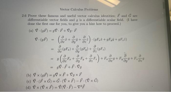 Solved Vector Calculus Problems 2.6 Prove these famous and | Chegg.com