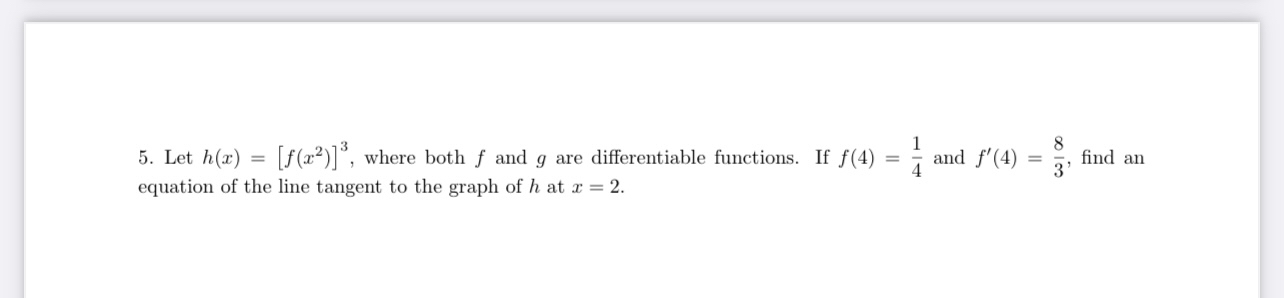Solved Let h(x)=[f(x2)]3, ﻿where both f ﻿and g ﻿are | Chegg.com