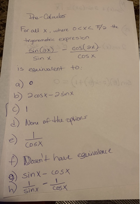Solved Pre-Calculus For all x, where o | Chegg.com