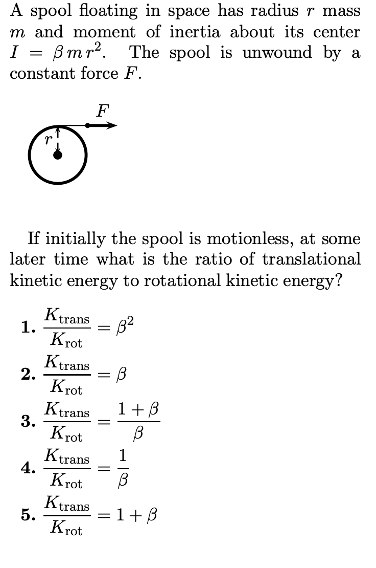 Solved A spool floating in ﻿space has radius r ﻿massm ﻿and | Chegg.com