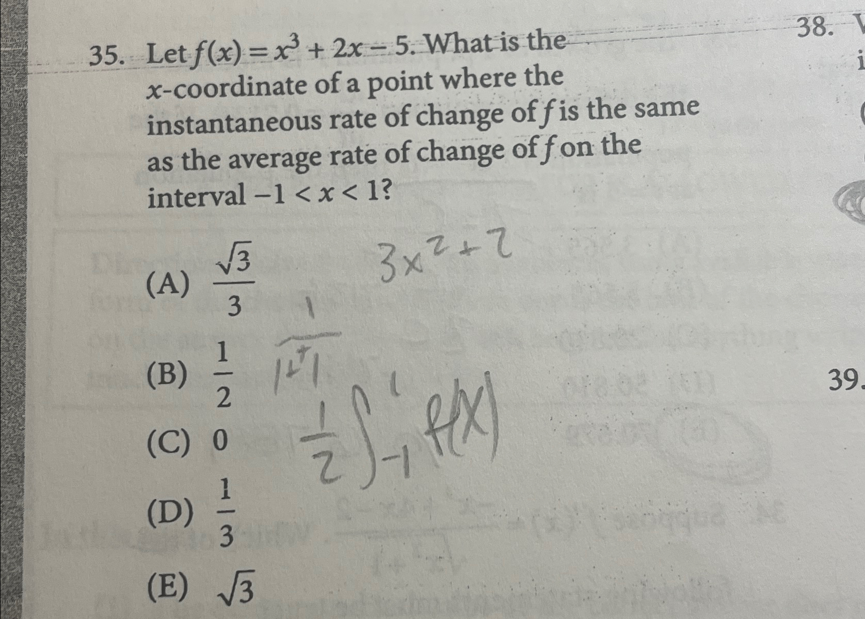 Solved Let f(x)=x3+2x-5. ﻿What is the x-coordinate of a | Chegg.com