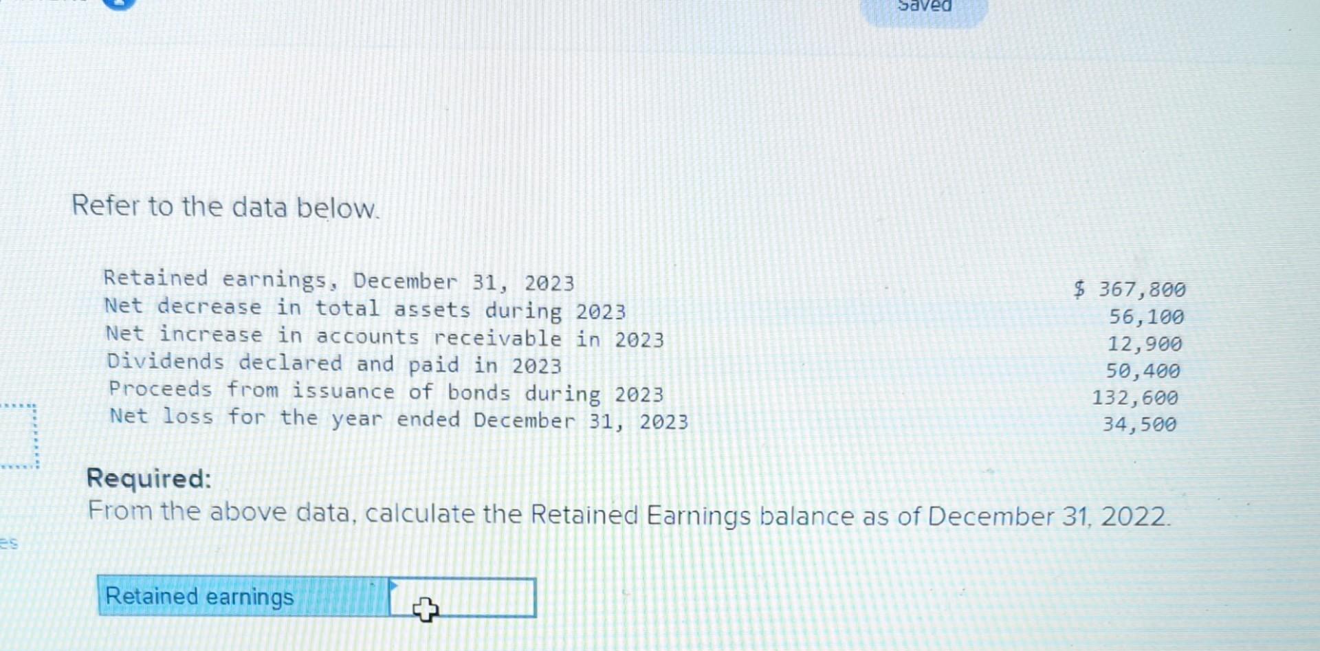 Solved Refer to the data below. Retained earnings, December | Chegg.com