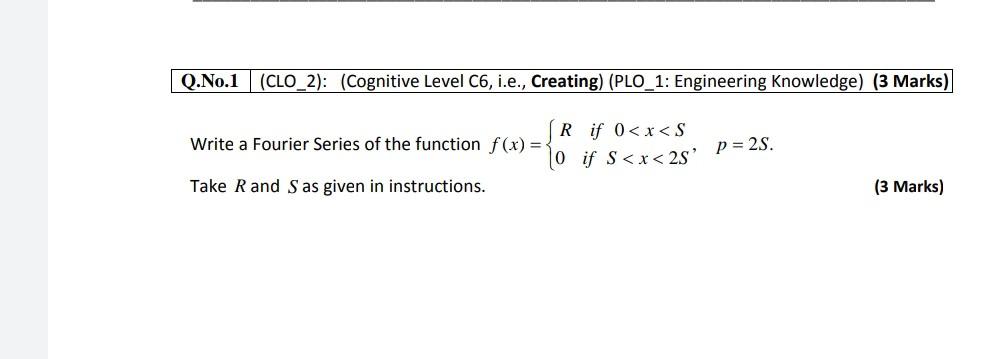 Solved Q.No.1 (CLO_2): (Cognitive Level C6, i.e., Creating) | Chegg.com