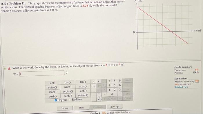 Solved (6%) Problem 11: The graph shows the x component of a | Chegg.com