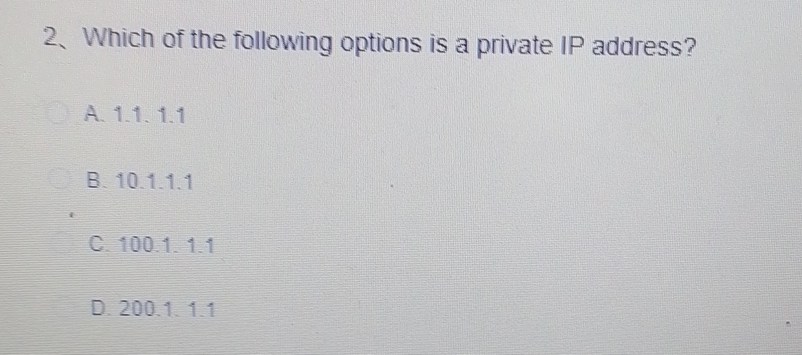 Solved Which of the following options is a private IP | Chegg.com
