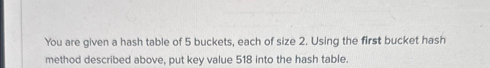 Solved You are given a hash table of 5 ﻿buckets, each of | Chegg.com