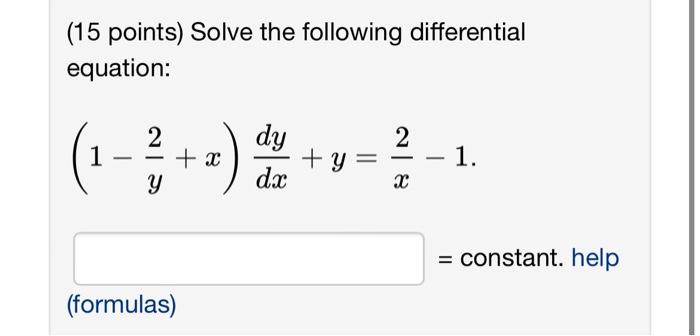 Solved (15 points) Solve the following differential | Chegg.com