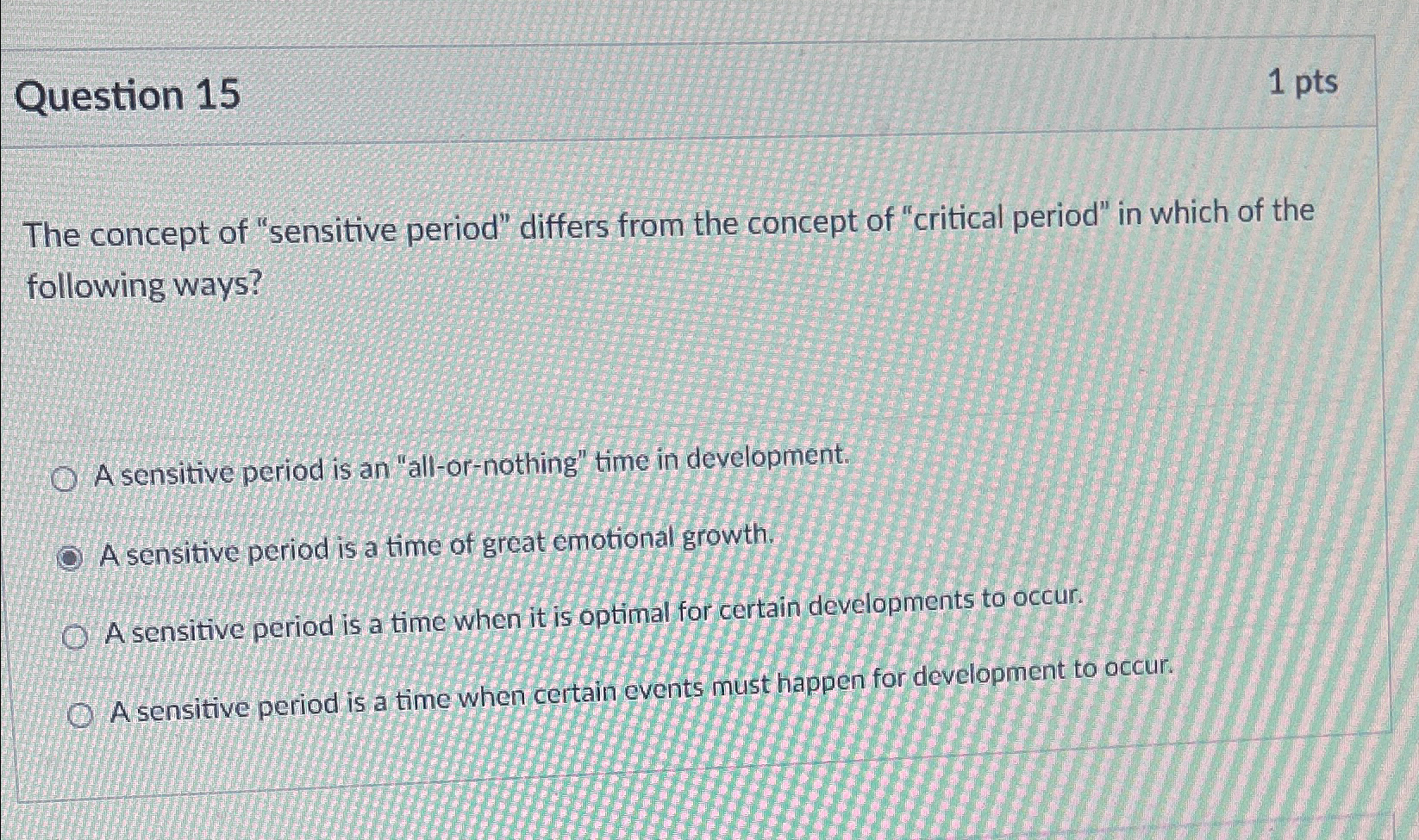 Solved Question 151 ﻿ptsThe concept of "sensitive period" | Chegg.com