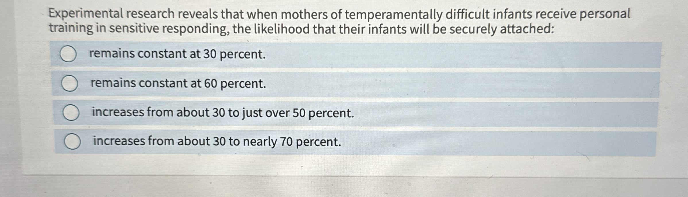 Solved Experimental research reveals that when mothers of | Chegg.com