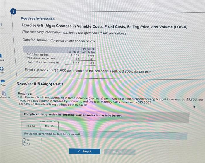 Solved Required information Exercise 6-5 (Algo) Changes in | Chegg.com