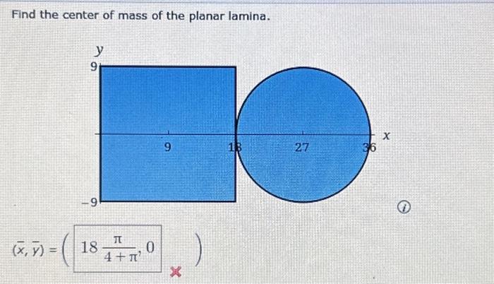 Solved Find the center of mass of the planar lamina. | Chegg.com