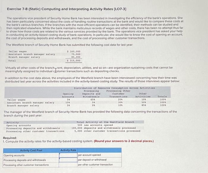 Solved Exercise 7-8 (Static) Computing and Interpreting | Chegg.com