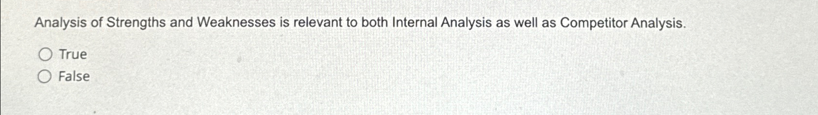 Solved Analysis of Strengths and Weaknesses is relevant to | Chegg.com