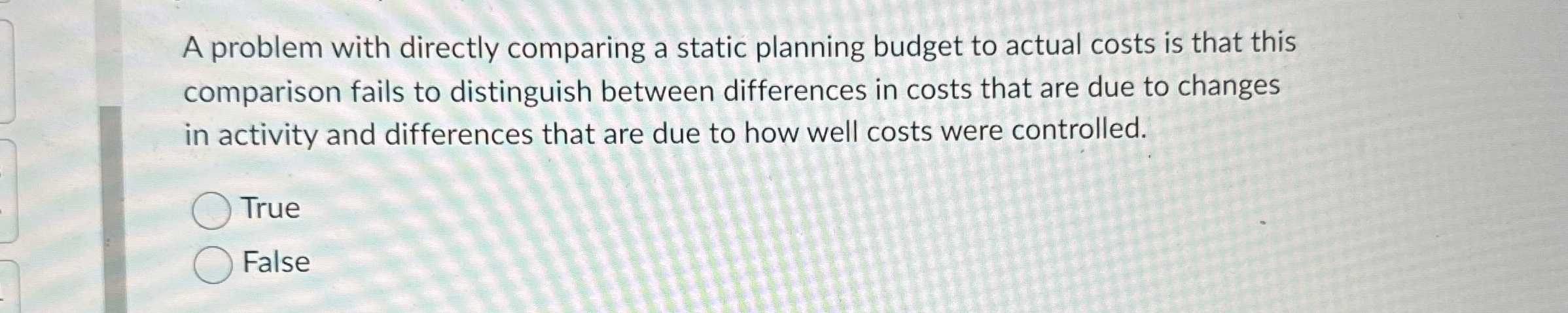 Solved A problem with directly comparing a static planning | Chegg.com