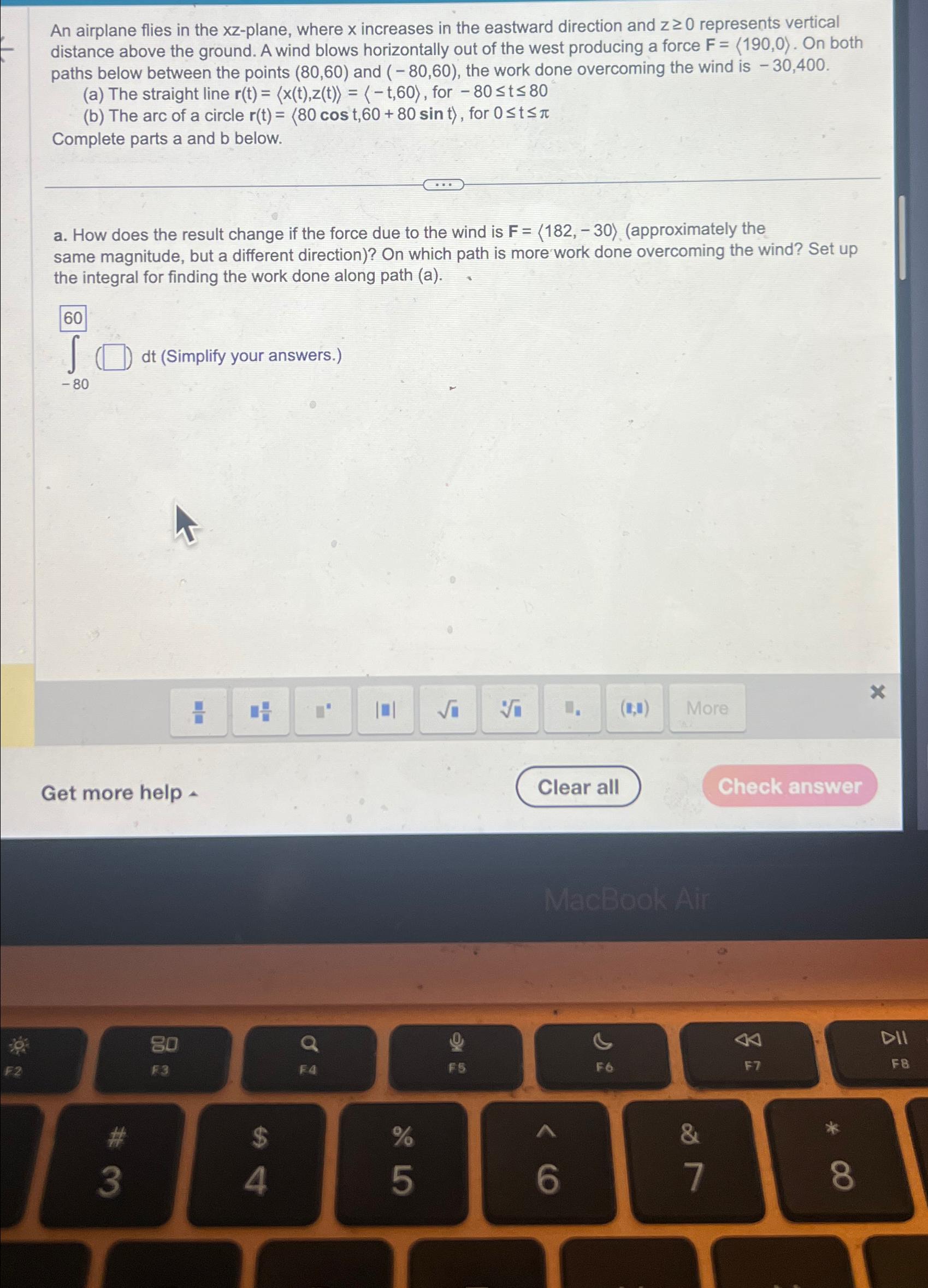 Solved An airplane flies in the xz-plane, where x ﻿increases | Chegg.com