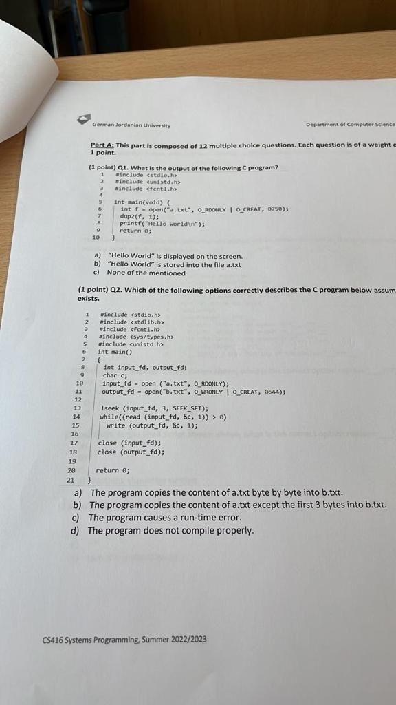 Solved German Jordanian UniversityDepartment of Computer | Chegg.com