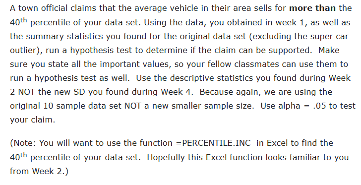 Solved A town official claims that the average vehicle in | Chegg.com