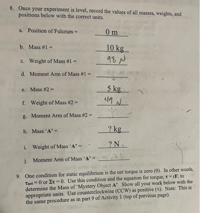 Solved additional information:-object one was at 1m to the | Chegg.com