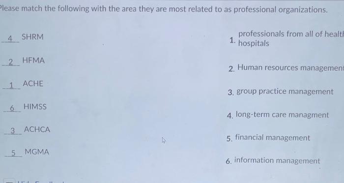 Solved Please match the following with their primary | Chegg.com