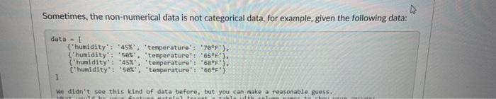 Sometimes, the non-numerical data is not categorical | Chegg.com