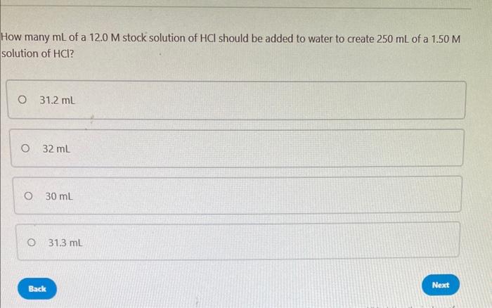 Solved How many mL of a 12.0M stock solution of HCl should | Chegg.com
