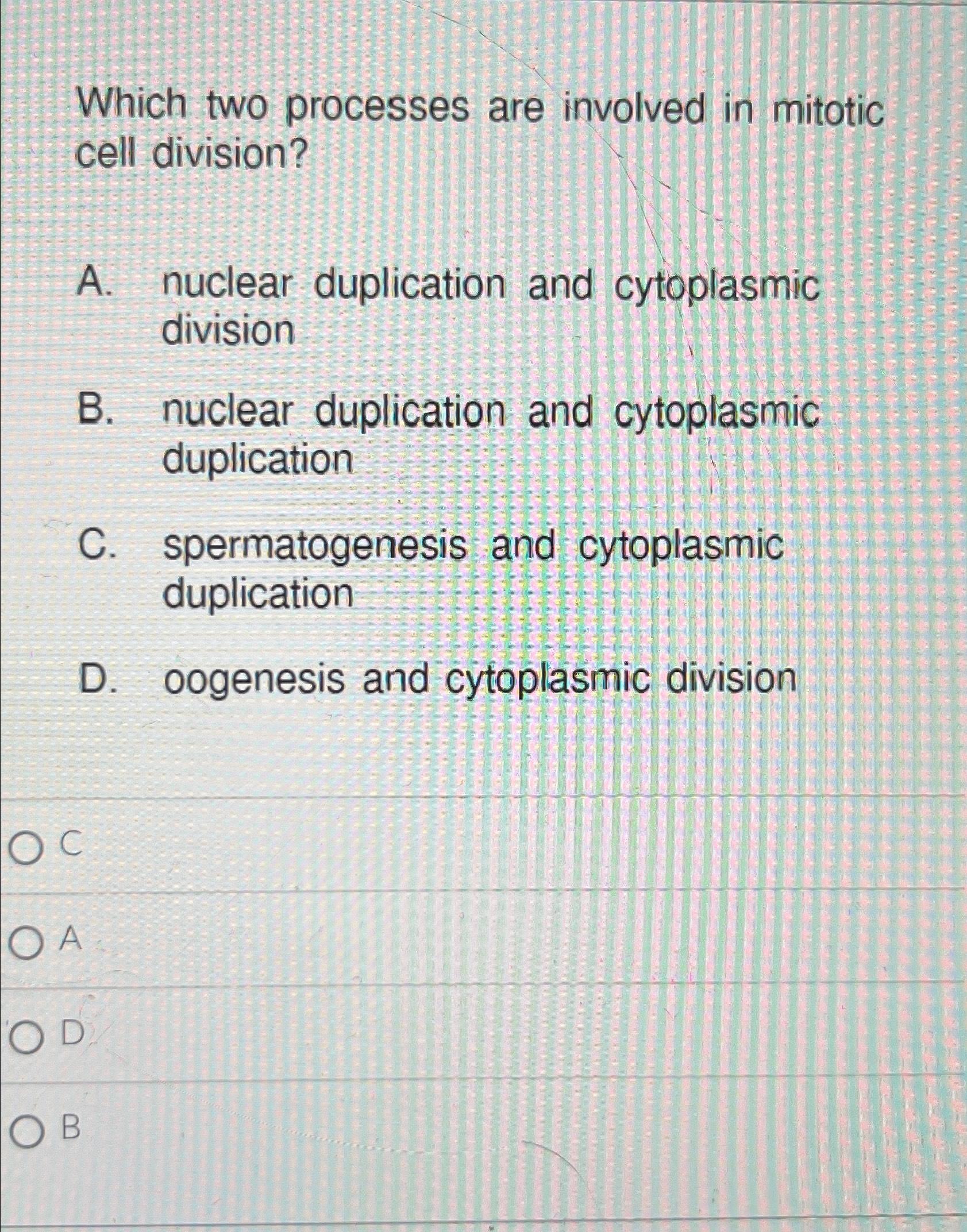 Solved Which two processes are involved in mitotic cell | Chegg.com