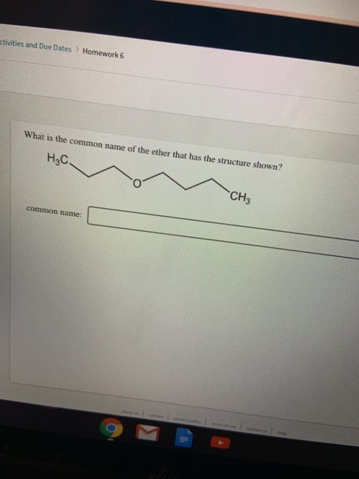 Solved What is the common name of the ether that has the | Chegg.com