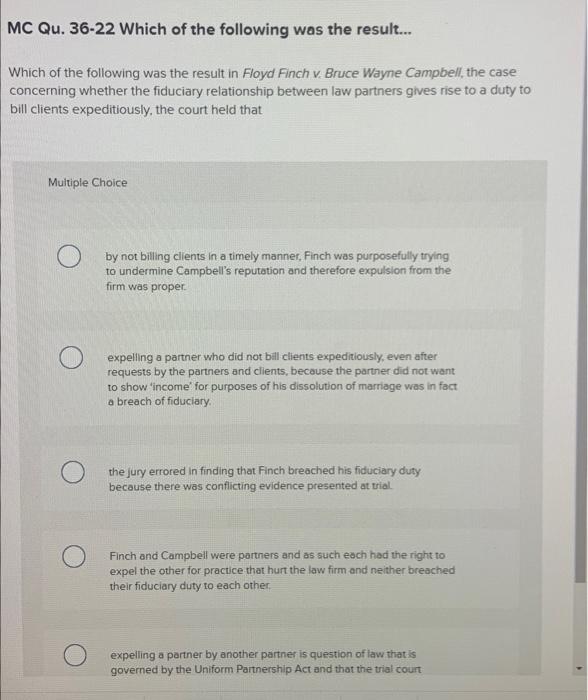 Solved Which of the following was the result in Floyd Finch | Chegg.com
